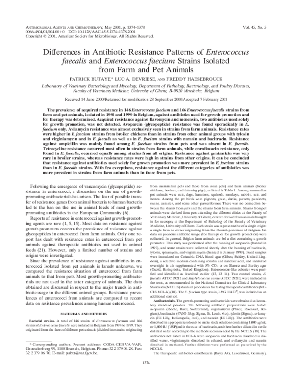 Pdf Differences In Antibiotic Resistance Patterns Of Enterococcus Faecalis And Enterococcus