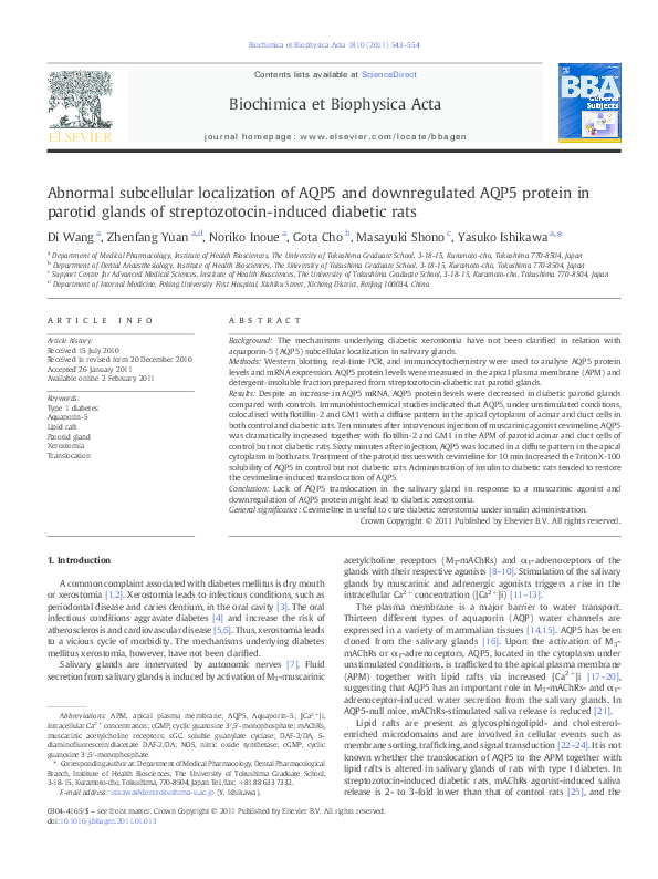 (PDF) Abnormal subcellular localization of AQP5 and downregulated AQP5 ...