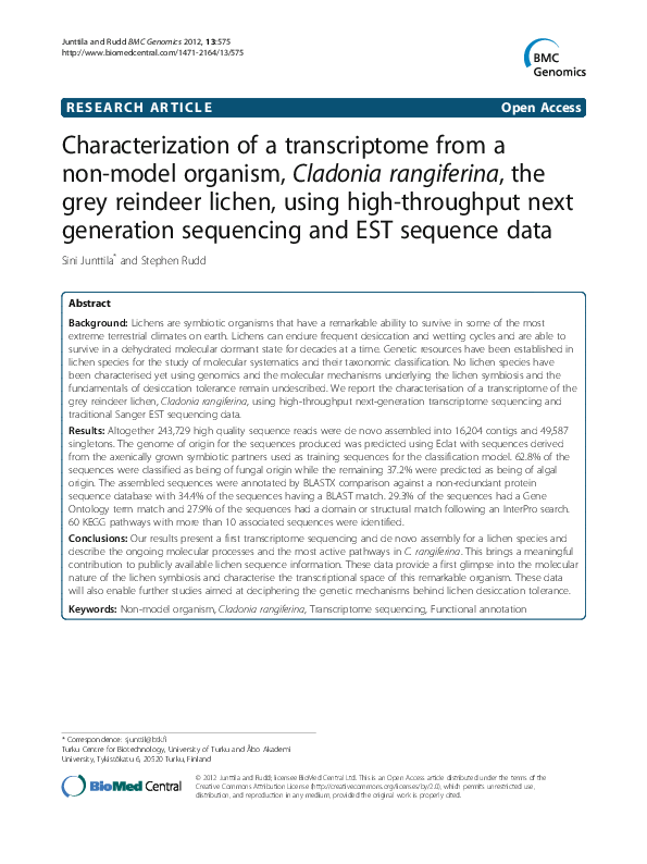 (PDF) Characterization of a transcriptome from a non-model organism ...