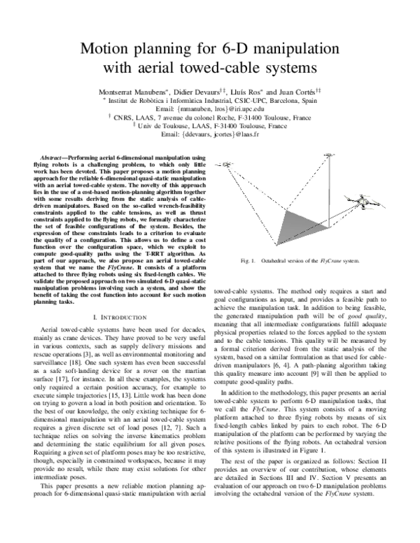 (PDF) Motion planning for 6-D manipulation with aerial towed-cable systems