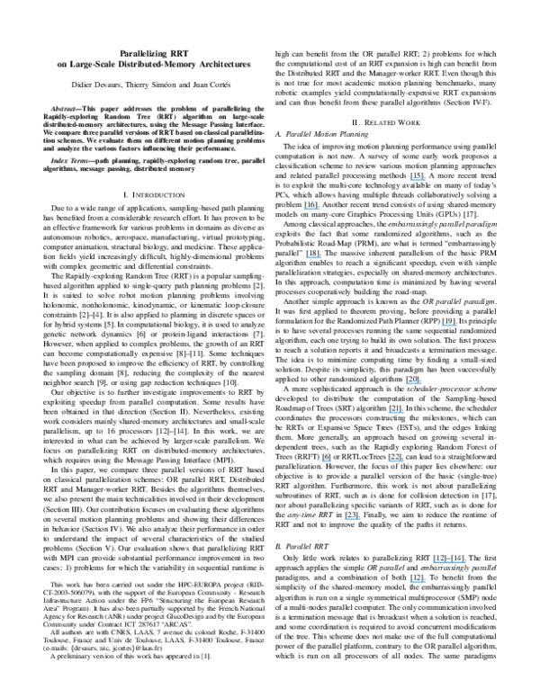 (PDF) Parallelizing RRT on Large-Scale Distributed-Memory Architectures