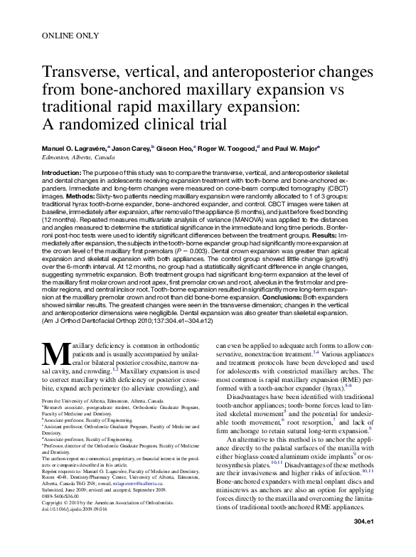 (PDF) Transverse, vertical, and anteroposterior changes from bone-anchored maxillary expansion ...