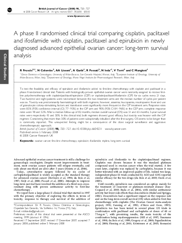 (PDF) A phase II randomised clinical trial comparing cisplatin, paclitaxel and ifosfamide with ...