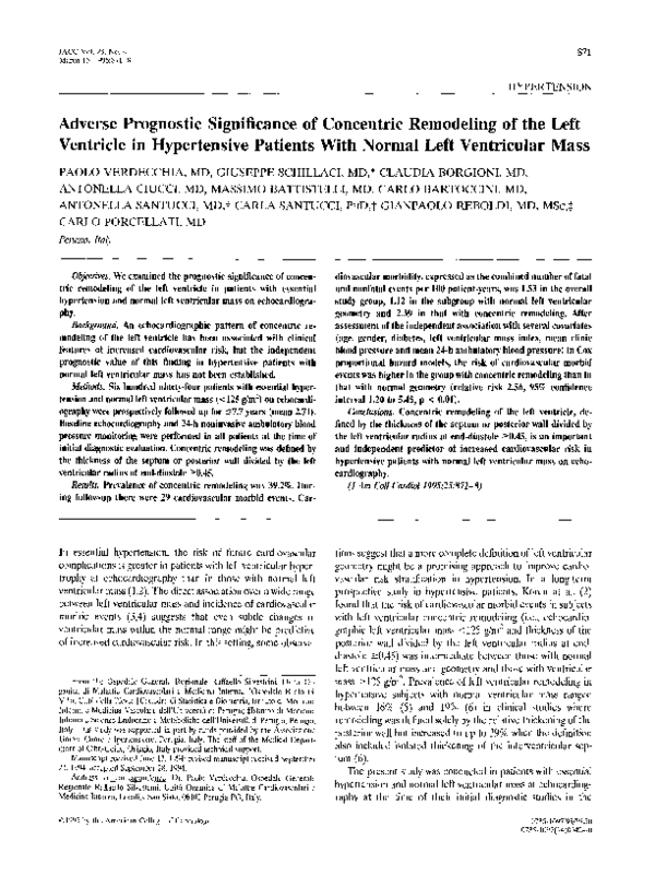 (PDF) Adverse prognostic significance of concentric remodeling of the ...