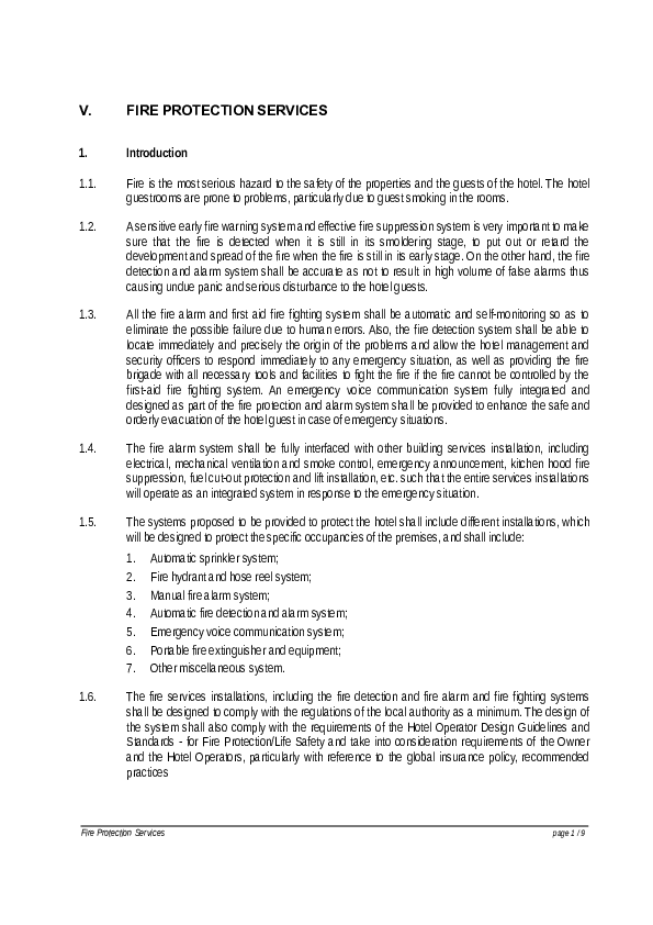 (DOC) V. FIRE PROTECTION SERVICES