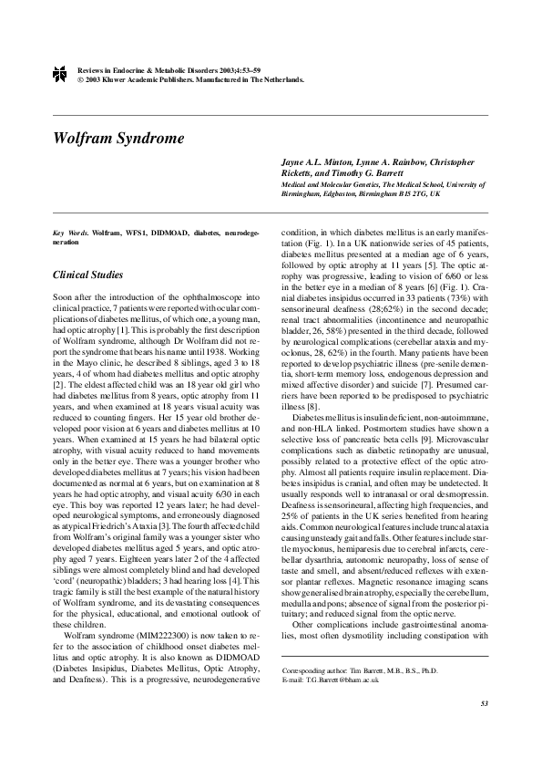 (PDF) Wolfram Syndrome