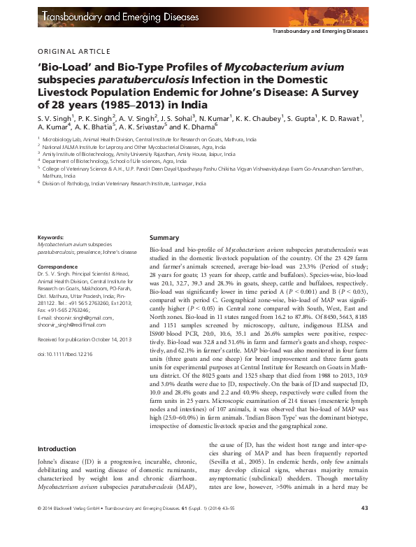 (PDF) Bio-load' and bio-type profiles of Mycobacterium avium subspecies ...
