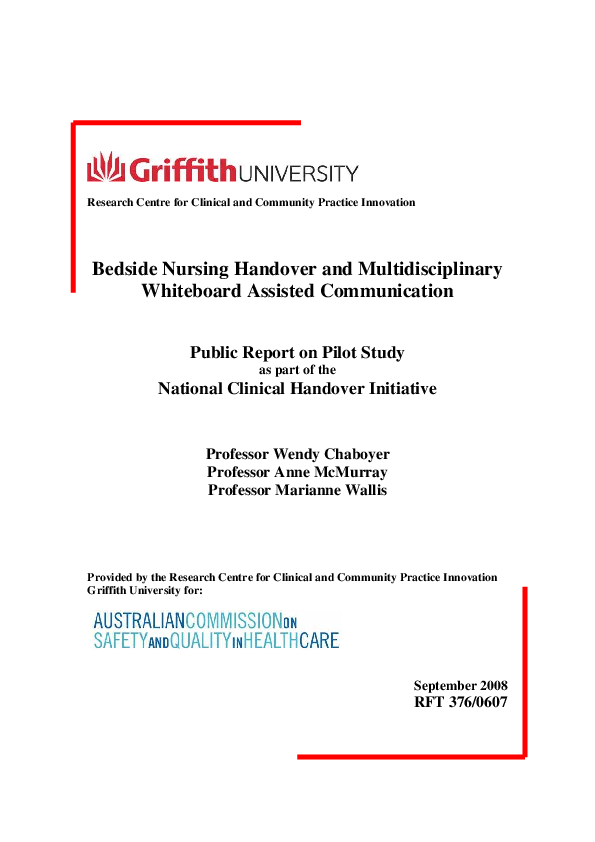 (PDF) Bedside Nursing Handover and Multidisciplinary Whiteboard ...