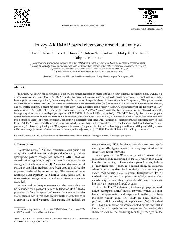 (PDF) Fuzzy ARTMAP based electronic nose data analysis