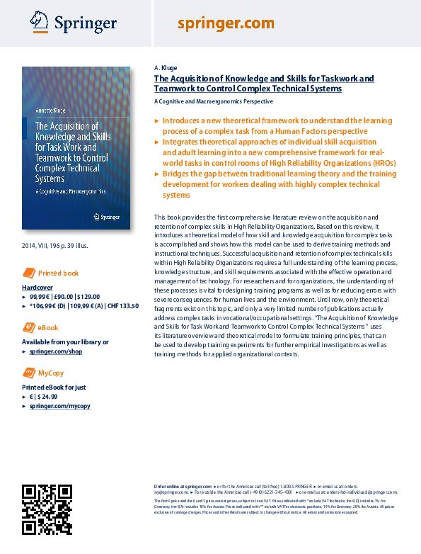 (PDF) The Acquisition of Knowledge and Skills for Taskwork and Teamwork ...