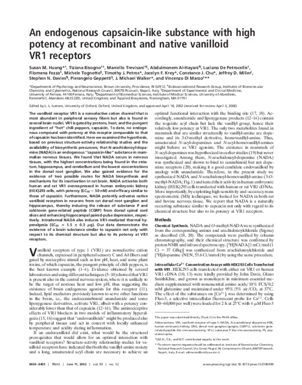 (PDF) An endogenous capsaicin-like substance with high potency at ...