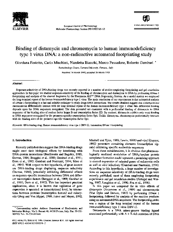 (PDF) Binding of distamycin and chromomycin to human immunodeficiency ...