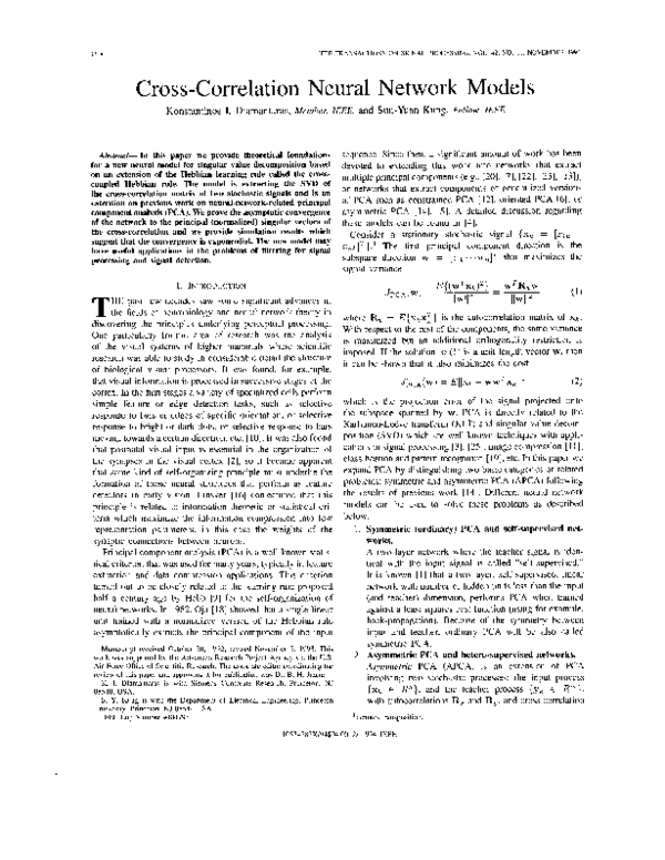 (PDF) Cross-correlation neural network models