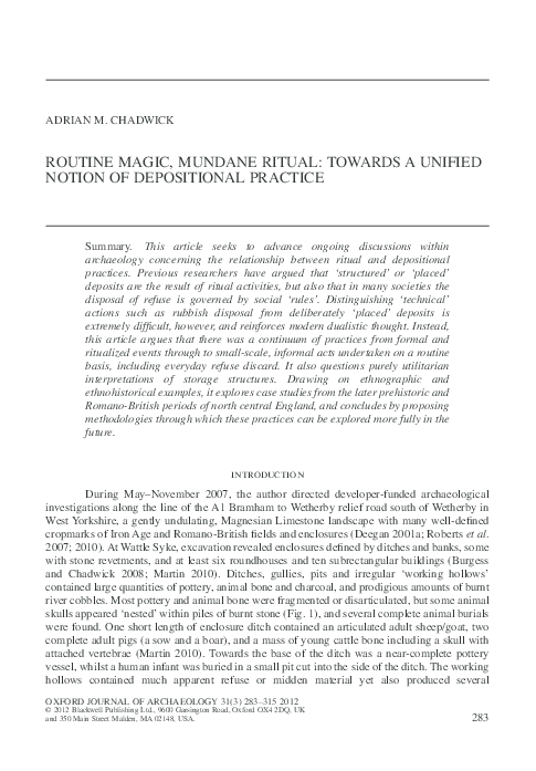 (PDF) Chadwick, A.M. 2012. Routine magic, mundane ritual: towards a ...