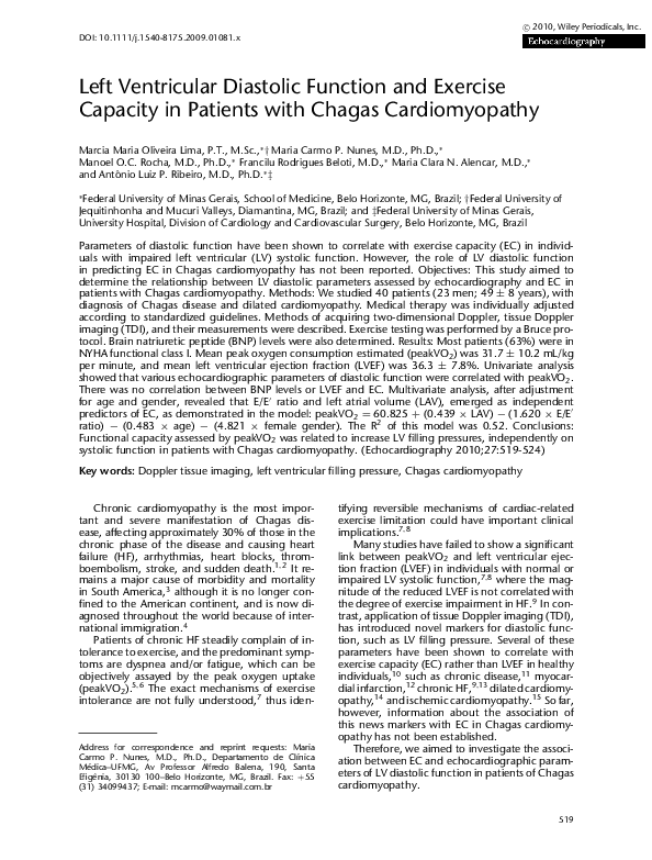 (PDF) Left Ventricular Diastolic Function and Exercise Capacity in ...