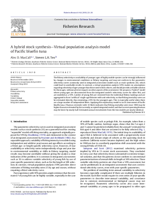 (PDF) A hybrid stock synthesis—Virtual population analysis model of ...