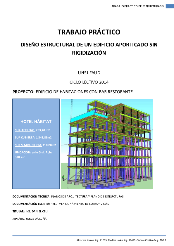 (PDF) TRABAJO PRÁCTICO DISEÑO ESTRUCTURAL DE UN EDIFICIO APORTICADO SIN RIGIDIZACIÓN