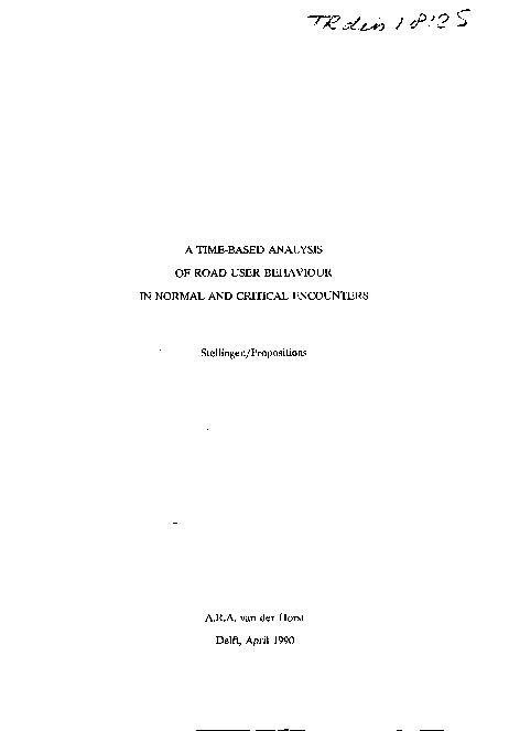 (PDF) A time-based analysis of road user behaviour in normal and ...