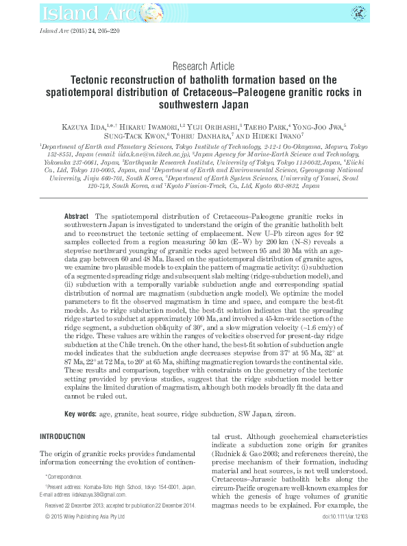 (PDF) Tectonic reconstruction of batholith formation based on the ...