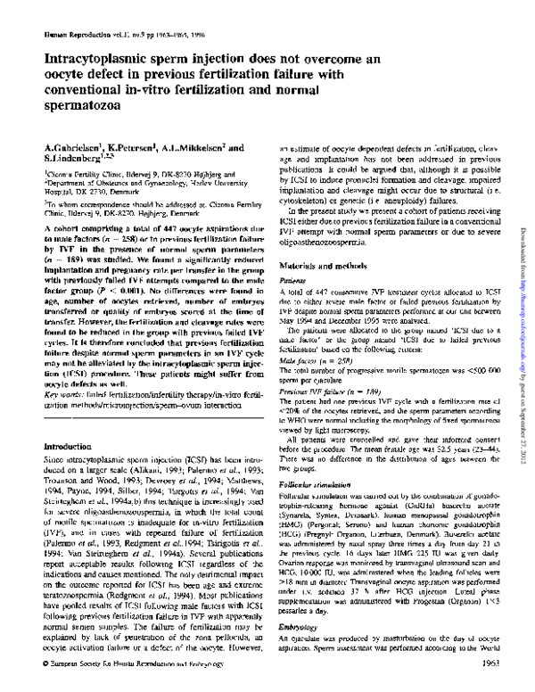 (PDF) Fertilization and early embryology: Intracytoplasmic sperm ...