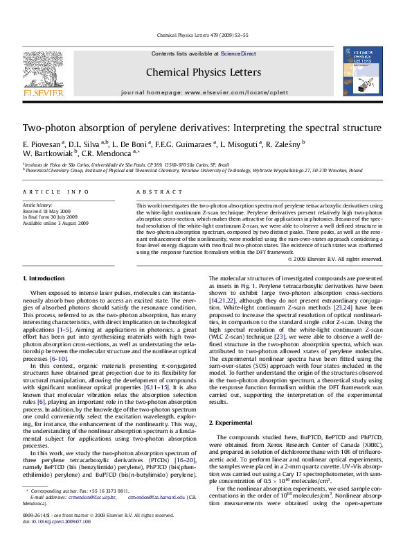 (PDF) Two-photon absorption of perylene derivatives: Interpreting the ...