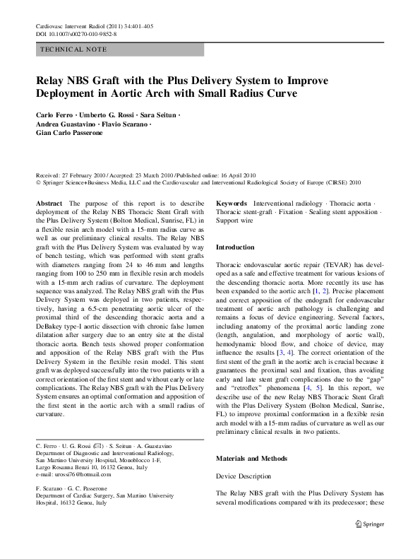 (PDF) Relay NBS Graft with the Plus Delivery System to Improve ...