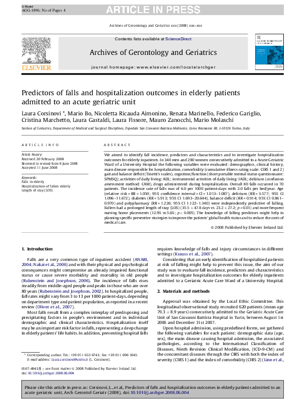 (PDF) Health outcome of older hospitalized patients in internal ...