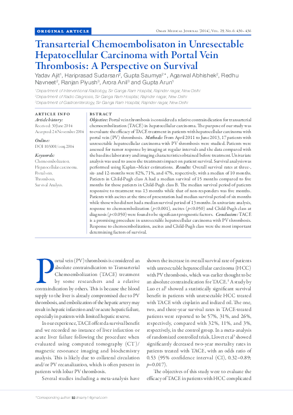 (PDF) Transarterial chemoembolization in unresectable hepatocellular carcinoma with portal vein ...