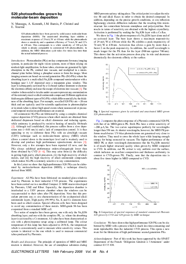 (PDF) S20 photocathodes grown by molecular-beam deposition