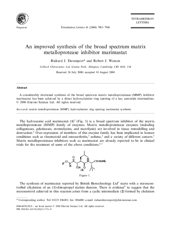 (PDF) An improved synthesis of the broad spectrum matrix ...