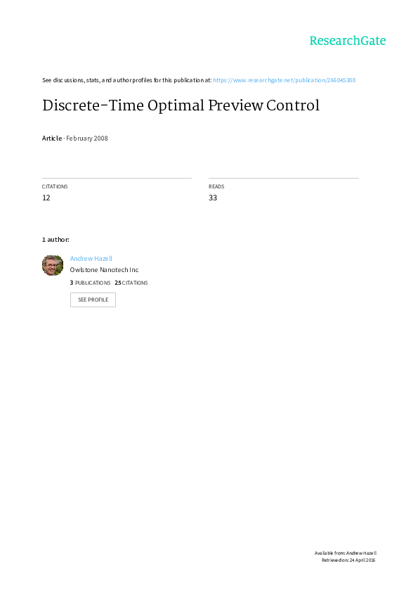 (PDF) Discrete-Time Optimal Preview Control