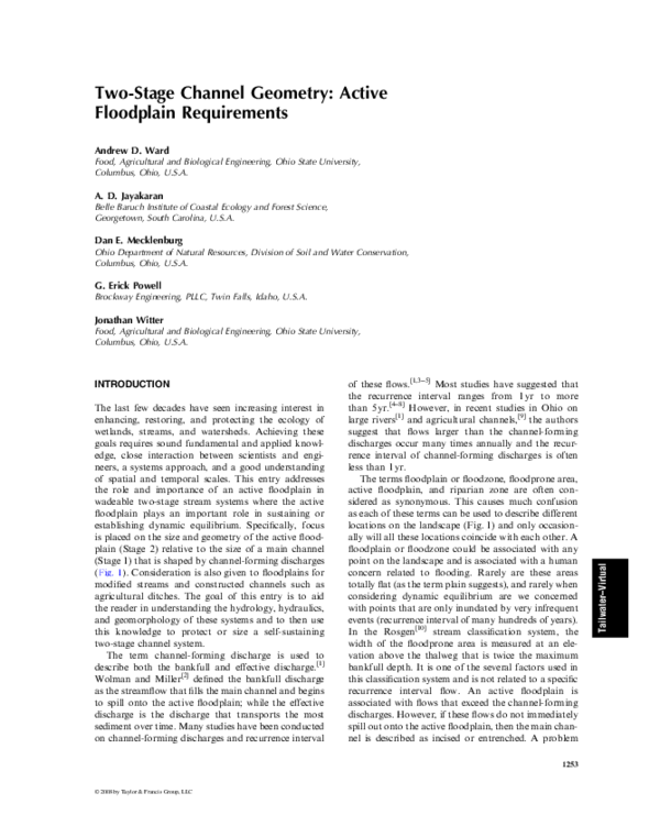 (PDF) Two-Stage Channel Geometry: Active Floodplain Requirements