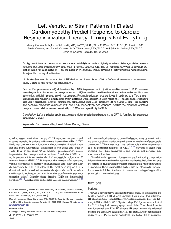 (PDF) Left Ventricular Strain Patterns in Dilated Cardiomyopathy ...
