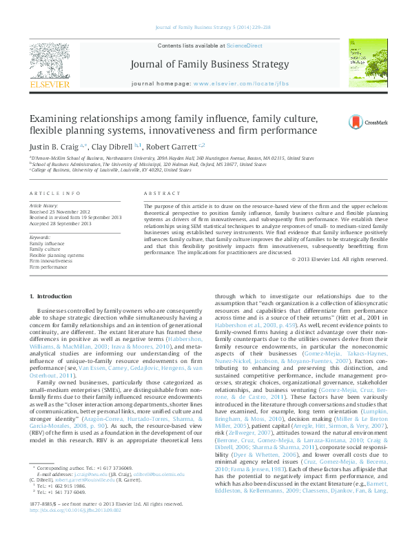 (PDF) Examining relationships among family influence, family culture ...