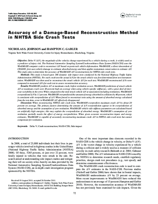 (PDF) Accuracy of a Damage-Based Reconstruction Method