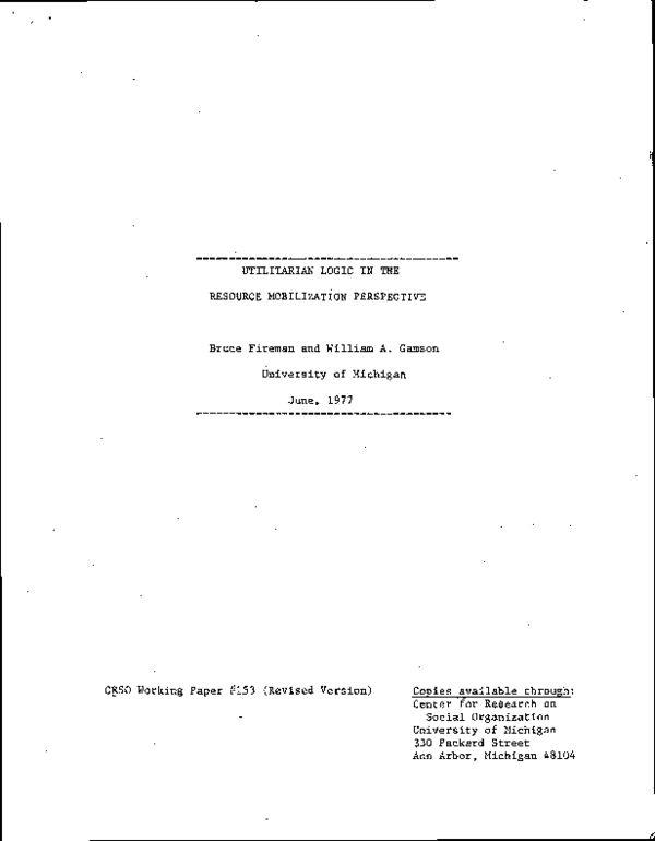(PDF) Utilitarian Logic in the Resource Mobilization Perspective ...