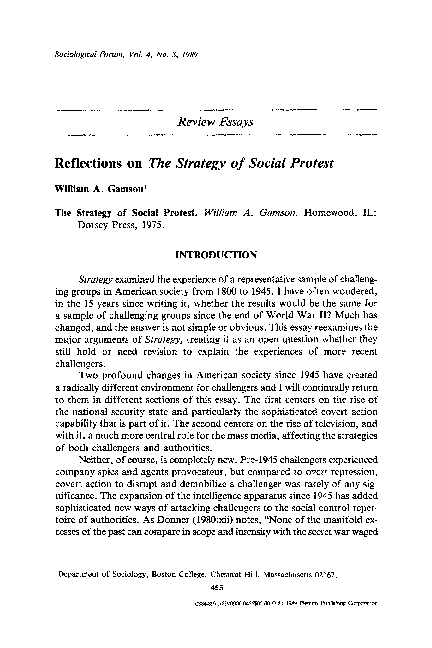 (PDF) Reflections onThe Strategy of Social Protest