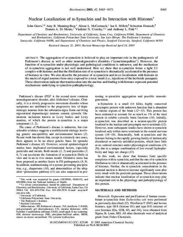 (PDF) Nuclear Localization of α-Synuclein and Its Interaction with ...