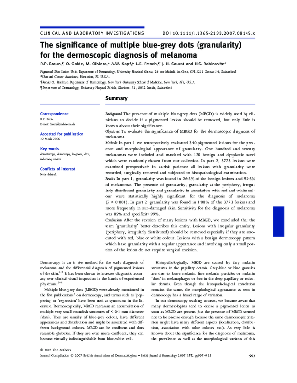 (PDF) The significance of multiple blue-grey dots (granularity) for the ...