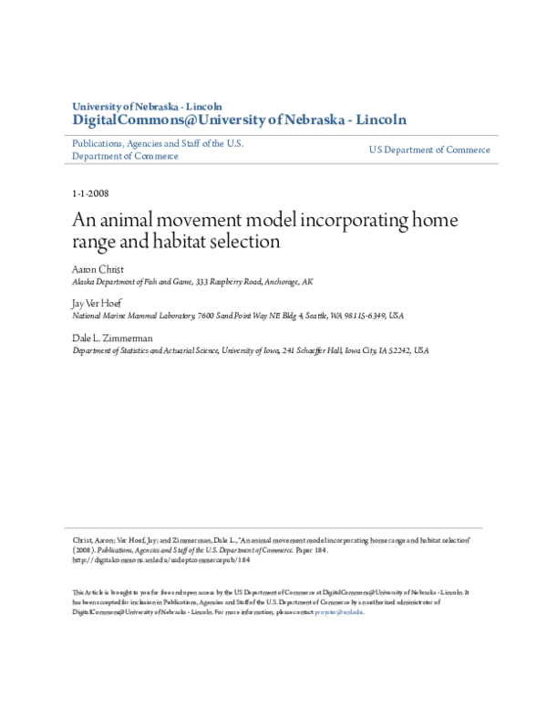(PDF) An animal movement model incorporating home range and habitat selection
