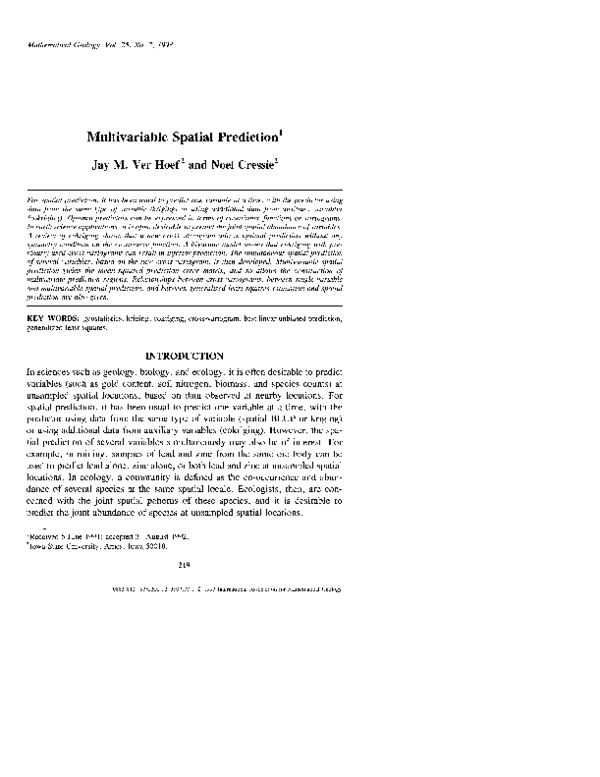 (PDF) Multivariable spatial prediction
