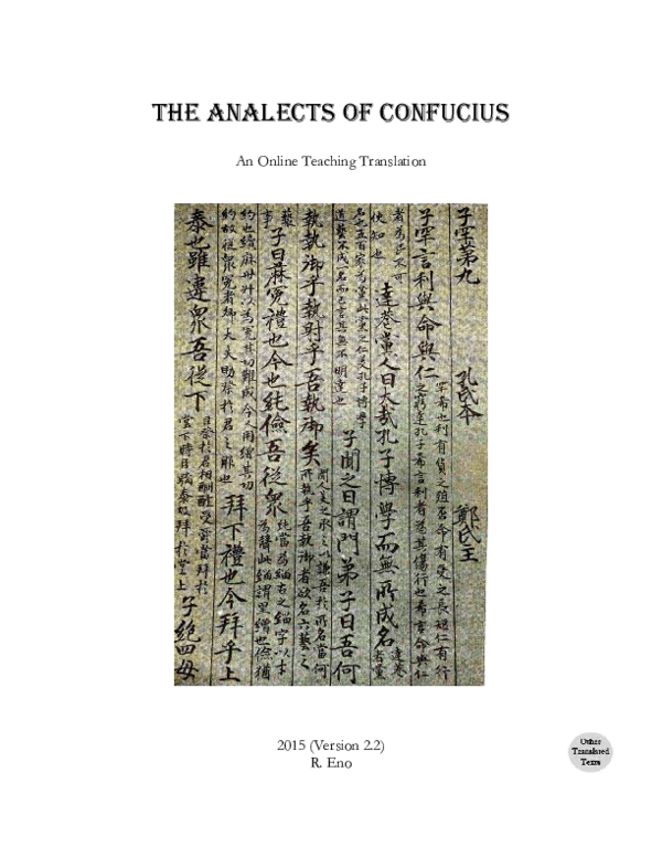 (PDF) The analecTs of confucius