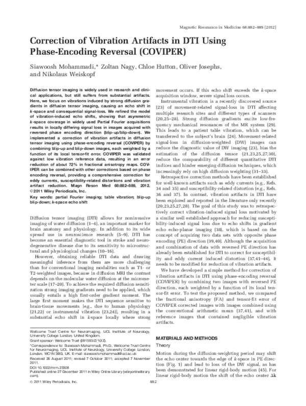 (PDF) Correction of vibration artifacts in DTI using phase-encoding ...
