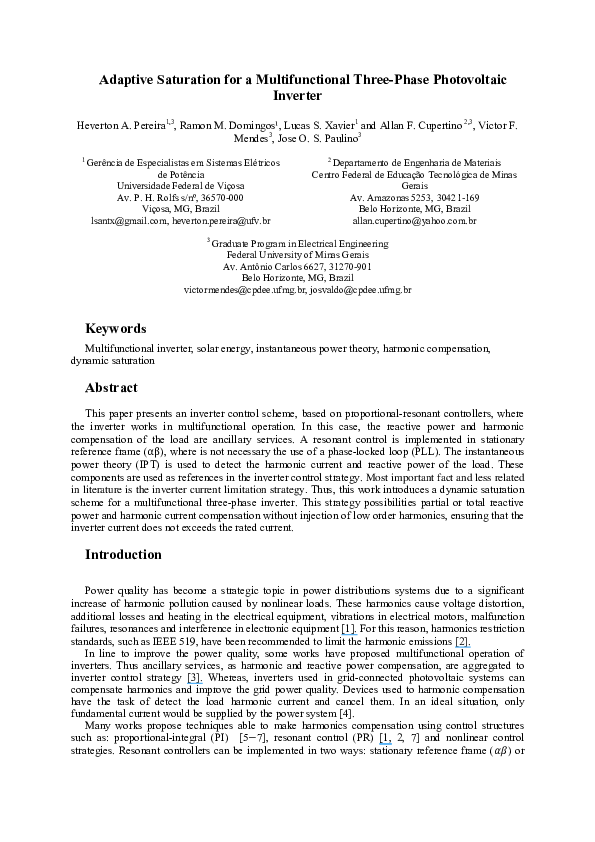 (PDF) Adaptive saturation for a multifunctional three-phase ...