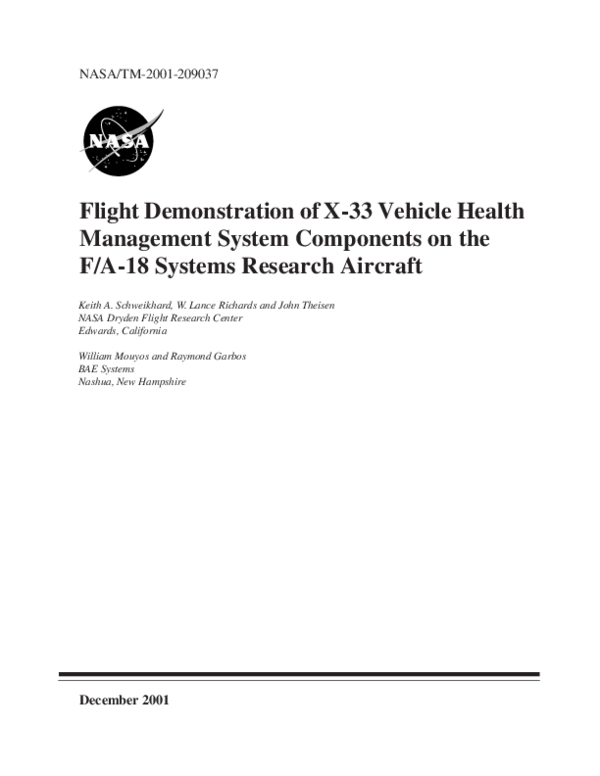 (PDF) Flight Demonstration of X-33 Vehicle Health Management System ...