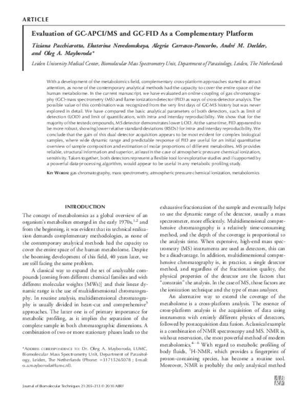 Pdf Evaluation Of Gc Apcims And Gc Fid As A Complementary Platform