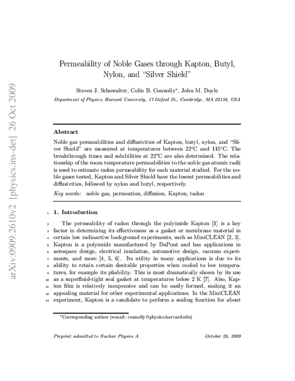 (PDF) Permeability of noble gases through Kapton, butyl, nylon, and ...
