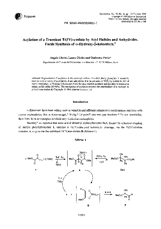 (PDF) Acylation of a transient Ti(IV)-enolate by acyl halides and ...