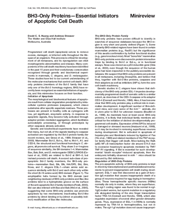 (PDF) BH3-Only Proteins—Essential Initiators of Apoptotic Cell Death