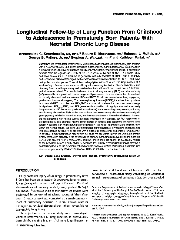 (PDF) Longitudinal follow-up of lung function from childhood to ...